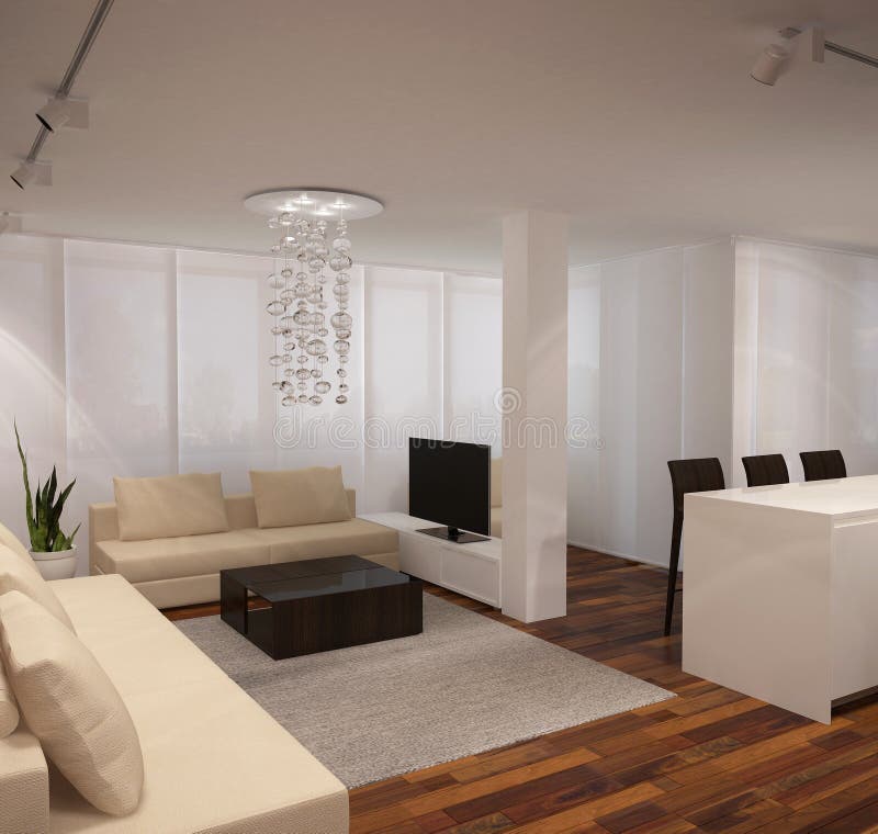 3D Visualization of a Living Room Interior Design Stock Illustration ...