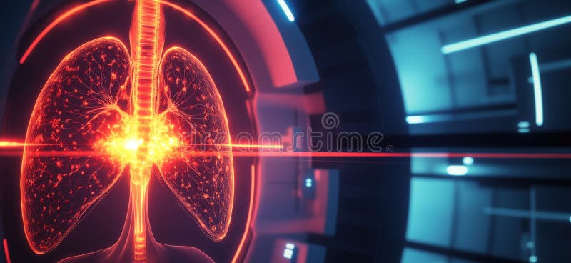 3D Visualization of Lungs with Neon Light Effects in Futuristic ...