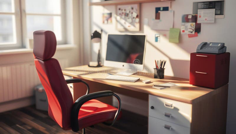 3D Visualization of Minimalist Office Manager Room, Advertising Concept Stock Illustration ...