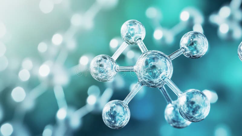 3D Visualization of a Nanotech Molecule with Clear Atoms and Metal-like ...