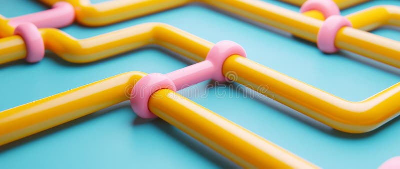 A 3D Visualization of Network Connections with Bright Yellow Cubes ...