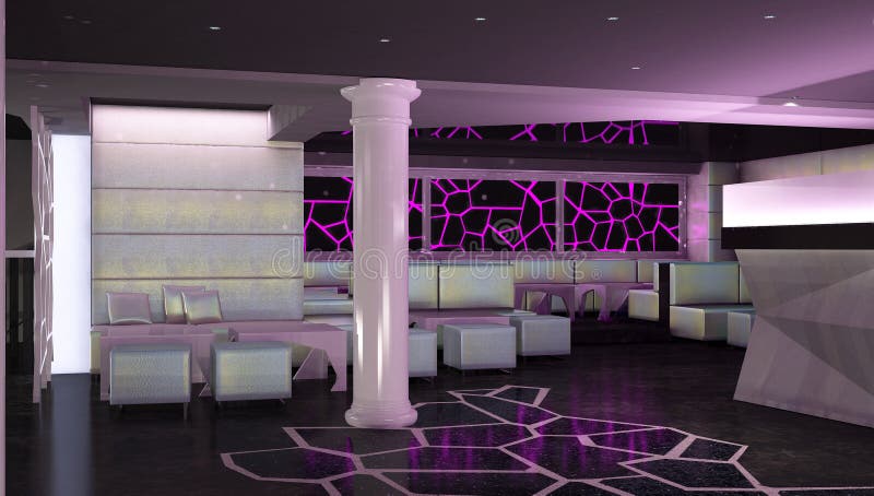 3D Visualization of a Night Club Interior Design Stock Illustration ...