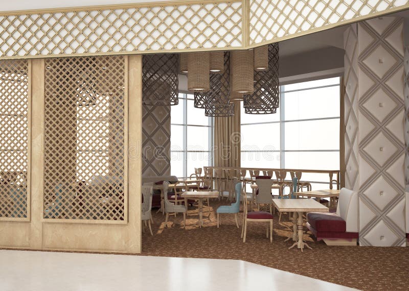 3D Visualization of a Pastry Shop Interior Design Stock Illustration ...