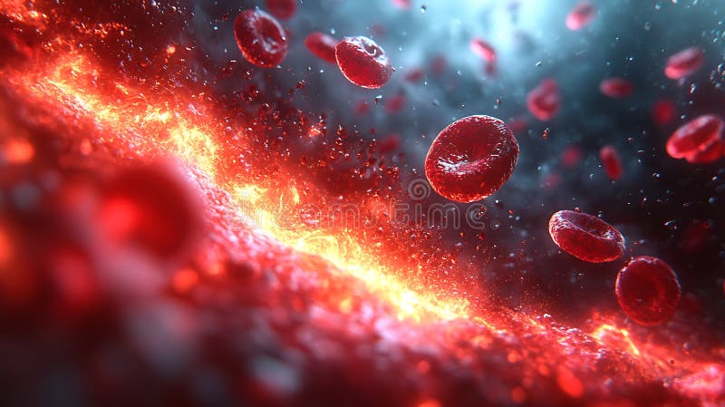 3D Visualization of Red Blood Cells in Motion Stock Illustration ...
