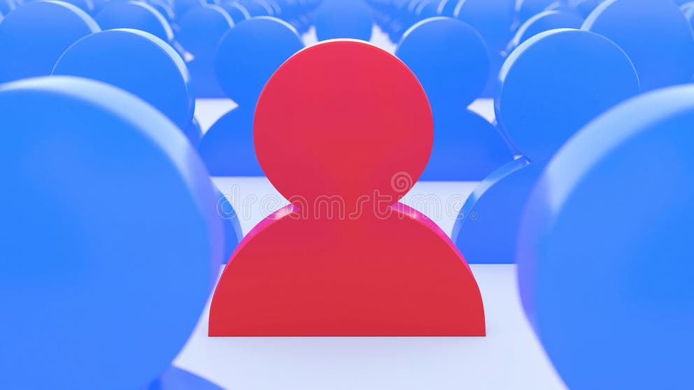 3D Visualization of a Red Colored Person in the Crowd Stock ...
