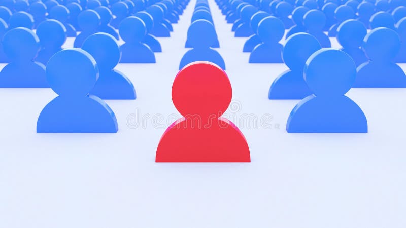 3D Visualization of a Red Colored Person Leading the Crowd - Leadership ...