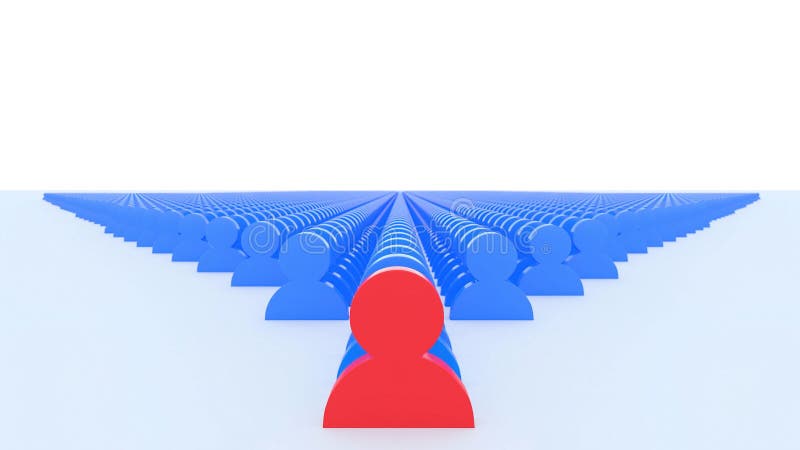 3D Visualization of a Red Colored Person Leading the Crowd - Leadership ...