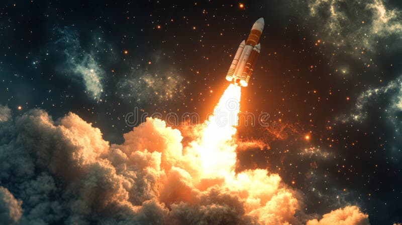 3D Visualization of a Rocket Launch Stock Illustration - Illustration ...