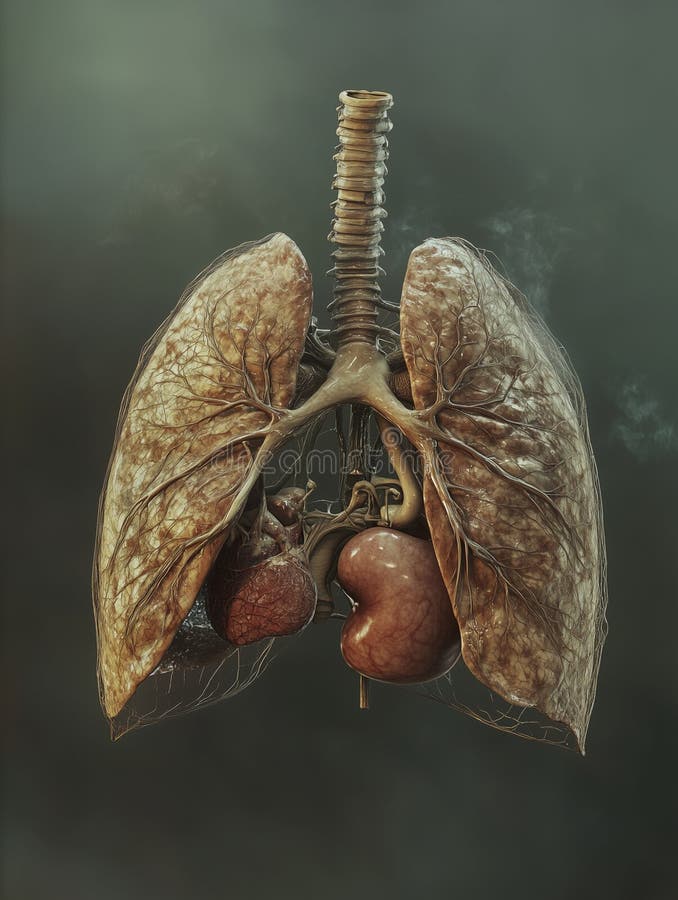 3D Visualization of the Thoracic Cavity, Showcasing the Lungs, Heart ...