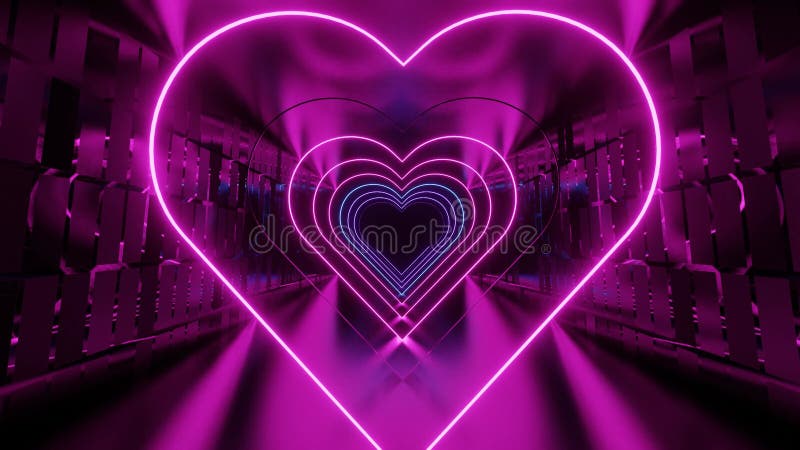3d VJ Loop Background of Heart-shaped Infinity Tunnel with Colorful ...