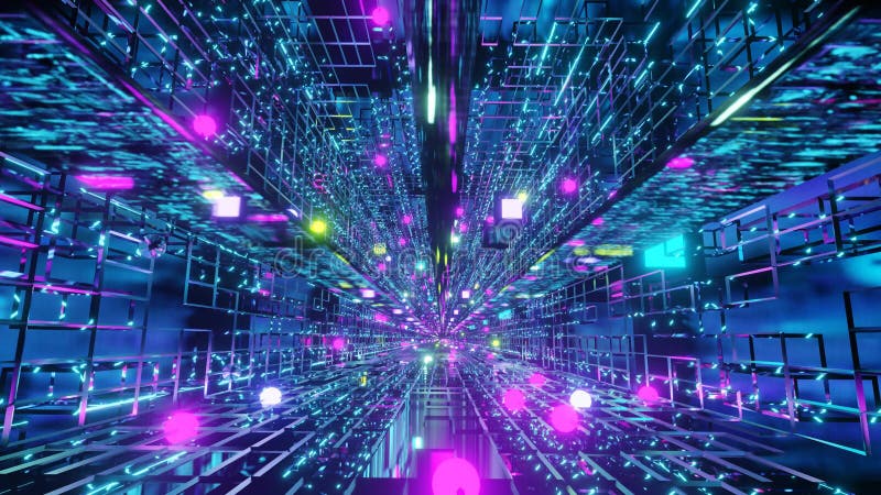 3d VJ Loop Background of a Neon Colorful Futuristic, Infinity Tunnel ...