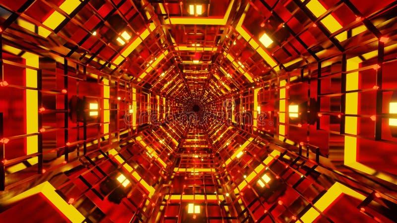 3d VJ Loop Background of a Neon Red-yellow Futuristic, Geometric Tunnel ...