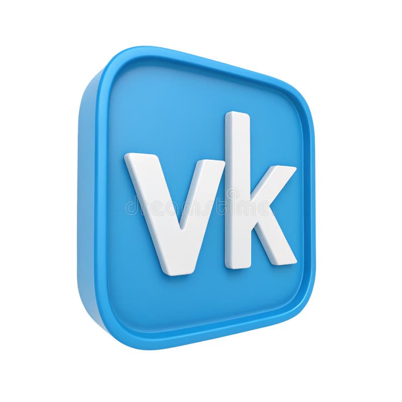 3D VK Logo Icon with a Blue Rounded Square Stock Illustration ...