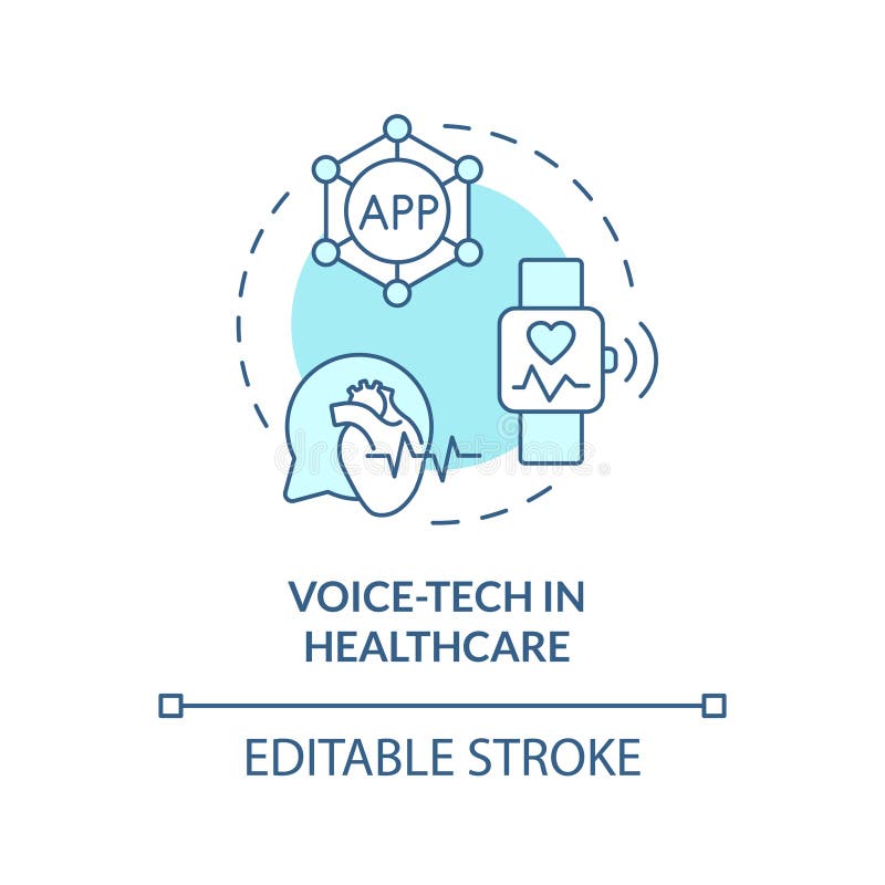 2D Voice-tech in Healthcare Thin Line Blue Icon Concept Stock Vector ...