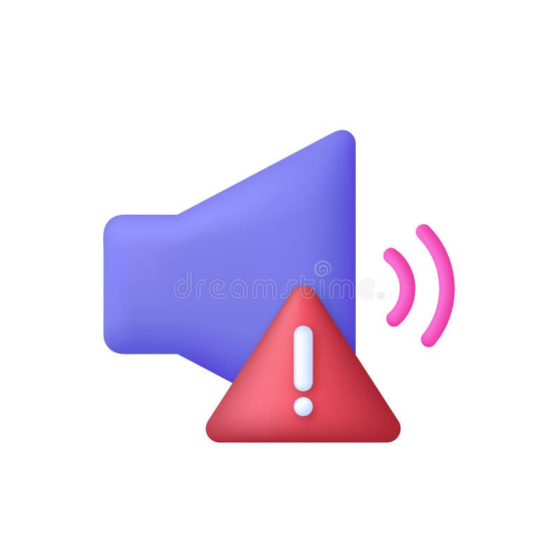 3D Volume Icon and Exclamation Mark. Something Went Wrong. Important ...