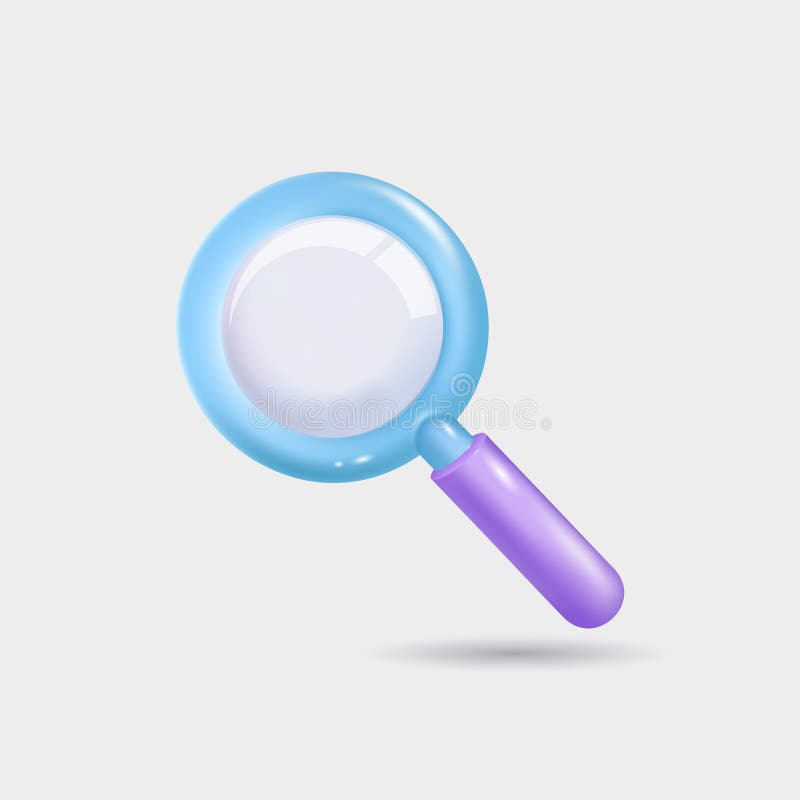 3D Volumetric Magnifier Icon in Vector Realistic Style on a White ...