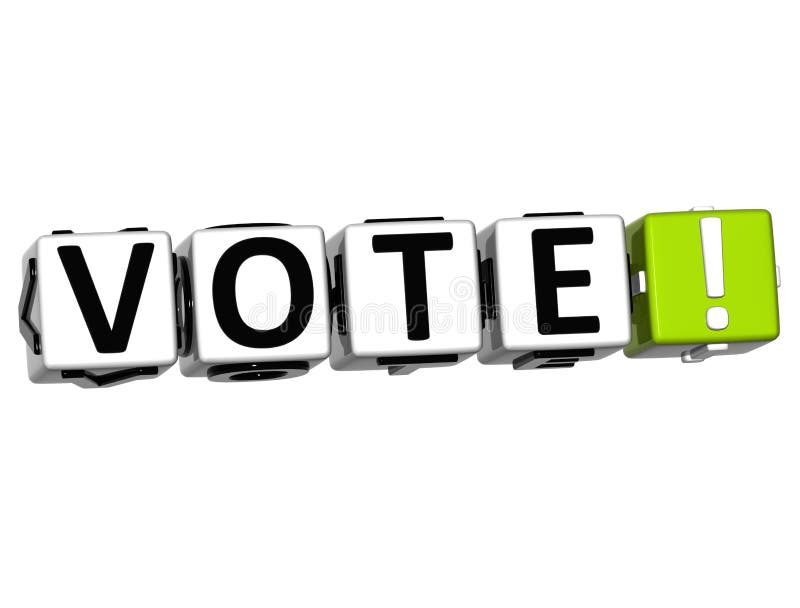 3D Vote Block Text on White Stock Illustration - Illustration of idea ...