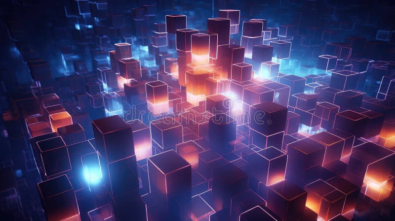 Man S Face with 3D Cubes and Particles in Space As Symbol of Augmented ...