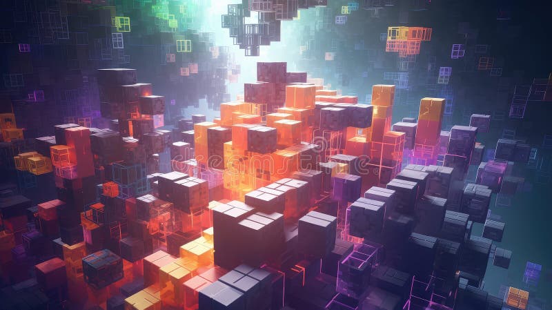 Man S Face with 3D Cubes and Particles in Space As Symbol of Augmented ...