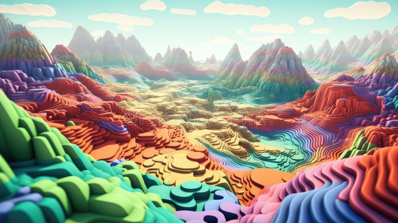 3d voxel surface landscape stock illustration. Illustration of hill ...