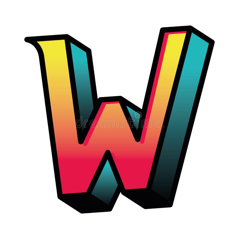 3d w letter vector design stock vector. Illustration of typo - 194537588