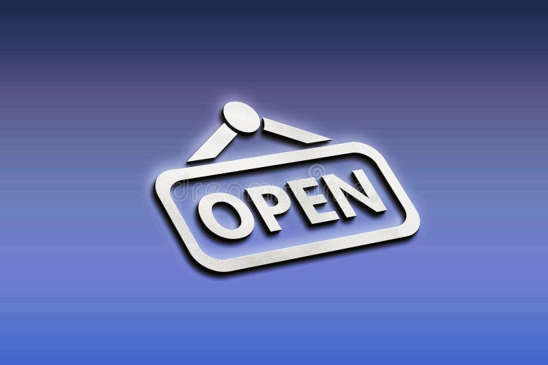 3d Wall Art White Logo Design of Open Sign on Blue Gradient Background ...