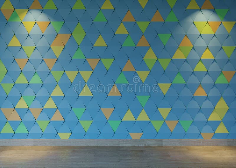 Perspective: View of a Colorful Triangle Wall in an Empty Room with a ...