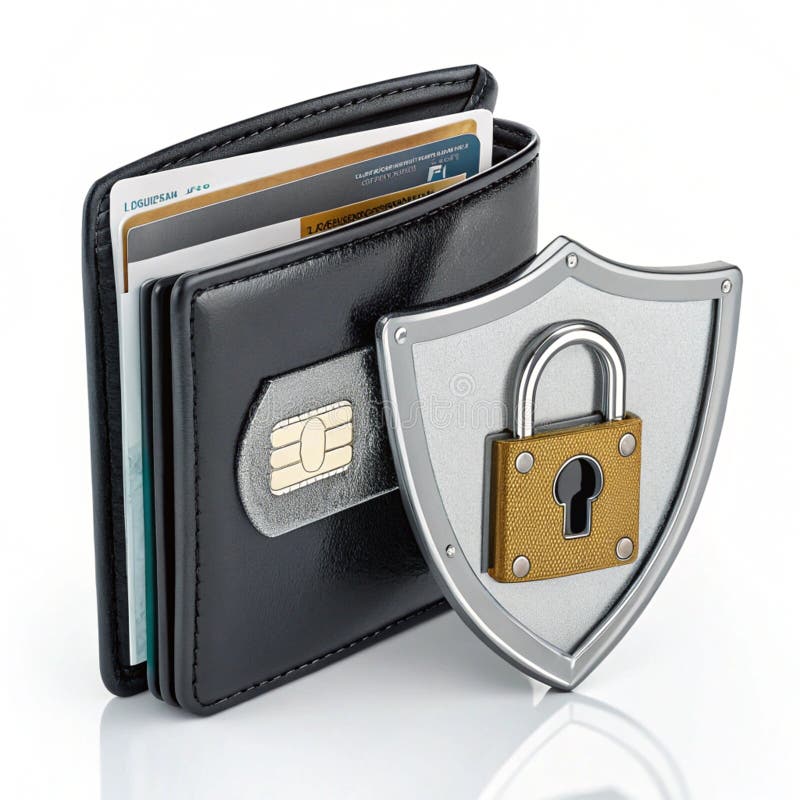 Wallet and Padlock with Password, Money Protection Stock Illustration ...