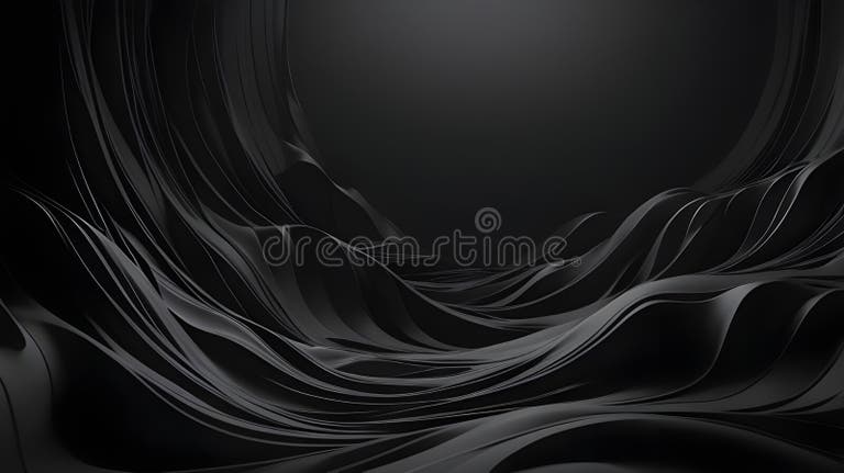 3d Wallpaper Abstract Black Color Wave Shape Background Stock ...