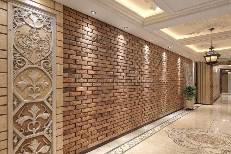 3D Wallpaper Design with Beautiful Wall Brick Background Stock ...