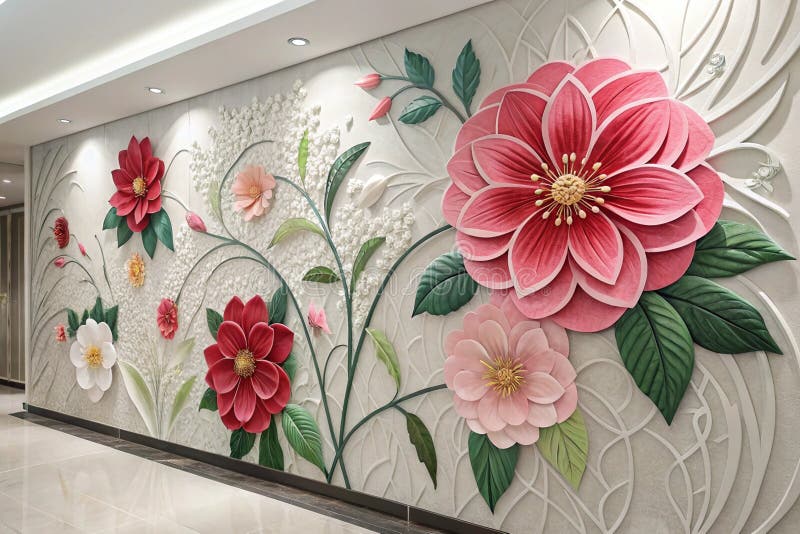3D Wallpaper Design Flower stock illustration. Illustration of decor ...