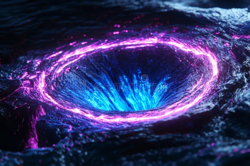 A 3D Wallpaper Featuring an Abstract Digital Vortex, with Neon Blue and ...