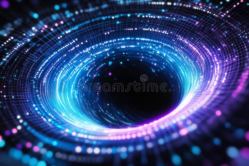 A 3D Wallpaper Featuring an Abstract Digital Vortex, with Neon Blue and ...