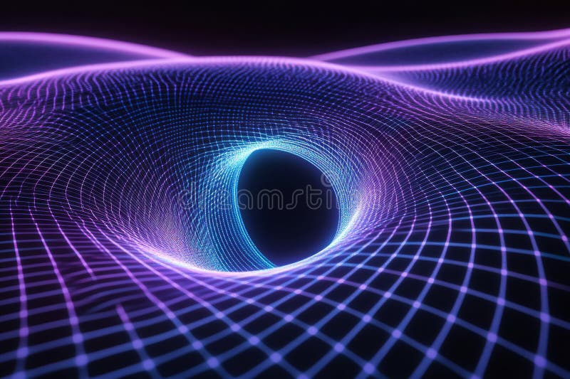 A 3D Wallpaper Featuring an Abstract Digital Vortex, with Neon Blue and ...