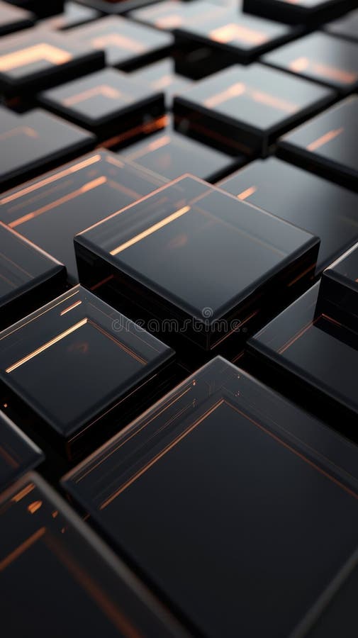 3D Wallpaper Featuring an Abstract Zen Design with Glossy Black Cubes ...