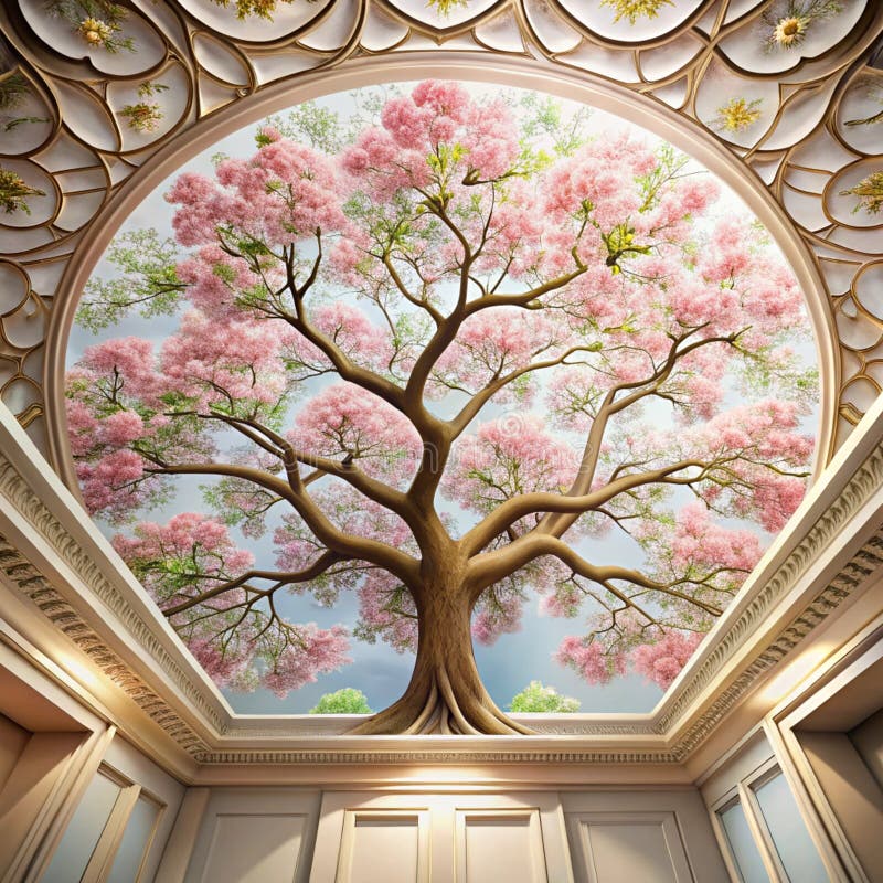 3D Wallpaper of Flower Tree Background for Mural and Ceiling Stock ...