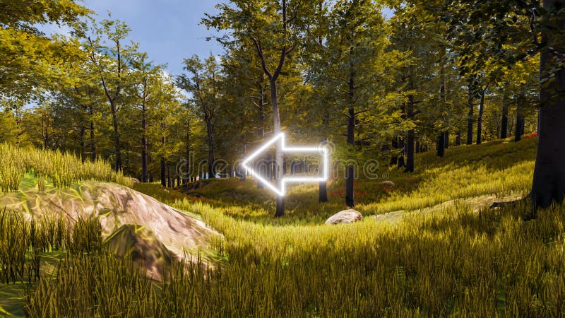 3D Wallpaper with Forest Environment with Left Arrow, Trees and ...