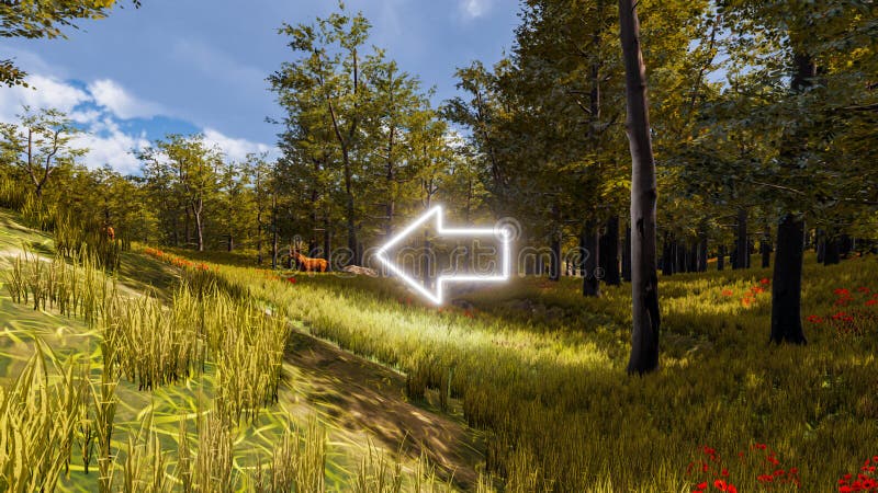 3D Wallpaper with Forest Environment with Left Arrow, Trees and ...