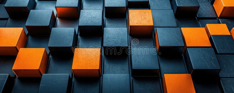 3D Wallpaper Showcasing a Striking Dark Blue and Orange Geometric ...