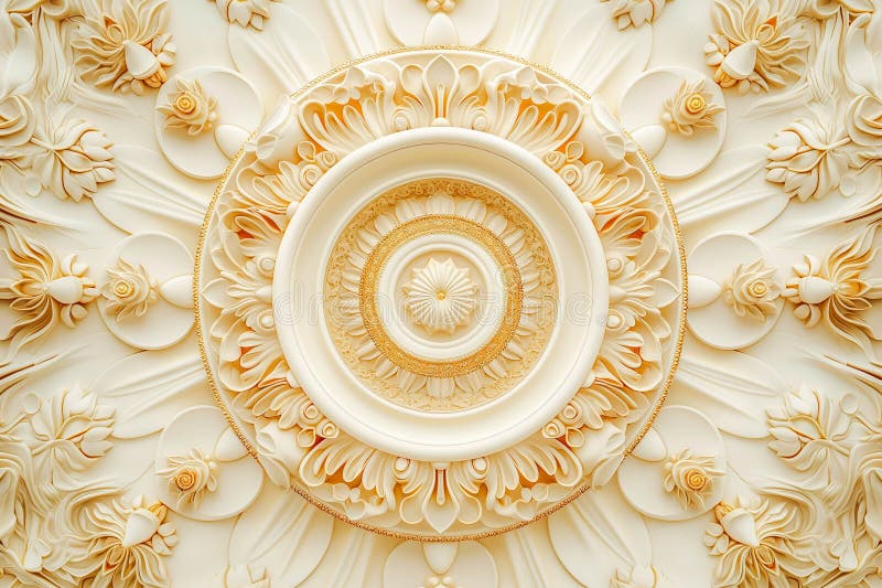 3D Wallpaper Stretch Ceiling Decoration Model. Mandala and Decorative ...