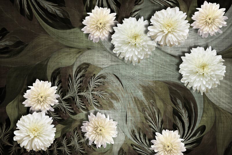 3d Wallpaper Texture, White Aster on Abstract Canvas Textures Stock ...