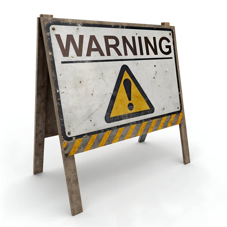 3D Warning Sign Isolated on White Background Stock Illustration ...
