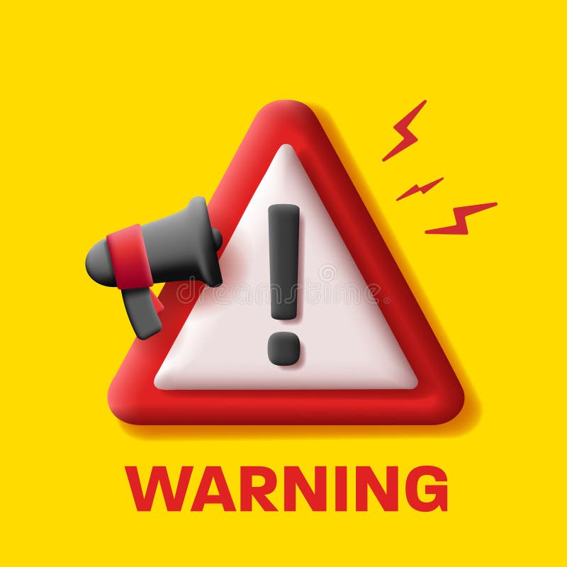 3d Warning Sign Triangle with Exclamation Mark and Loudspeaker Icon ...