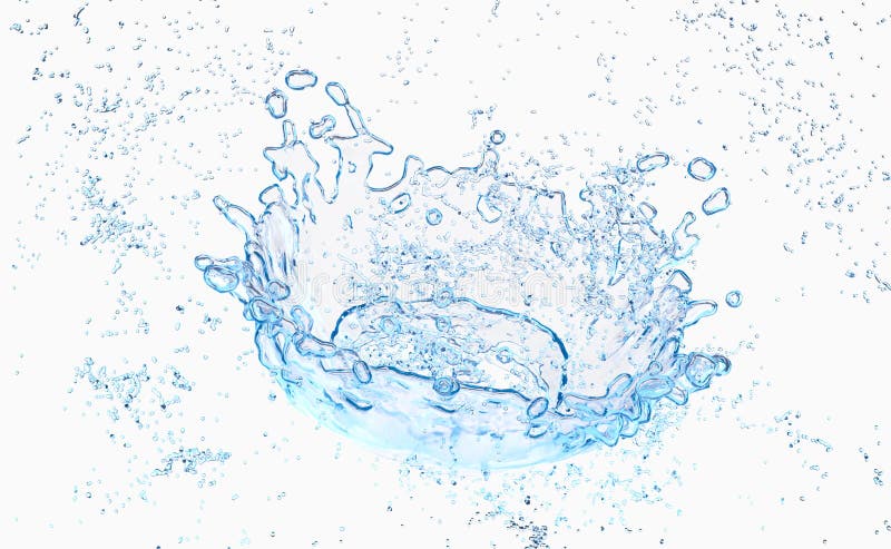 3d Clear Blue Water Scattered Around, Water Splash Transparent ...