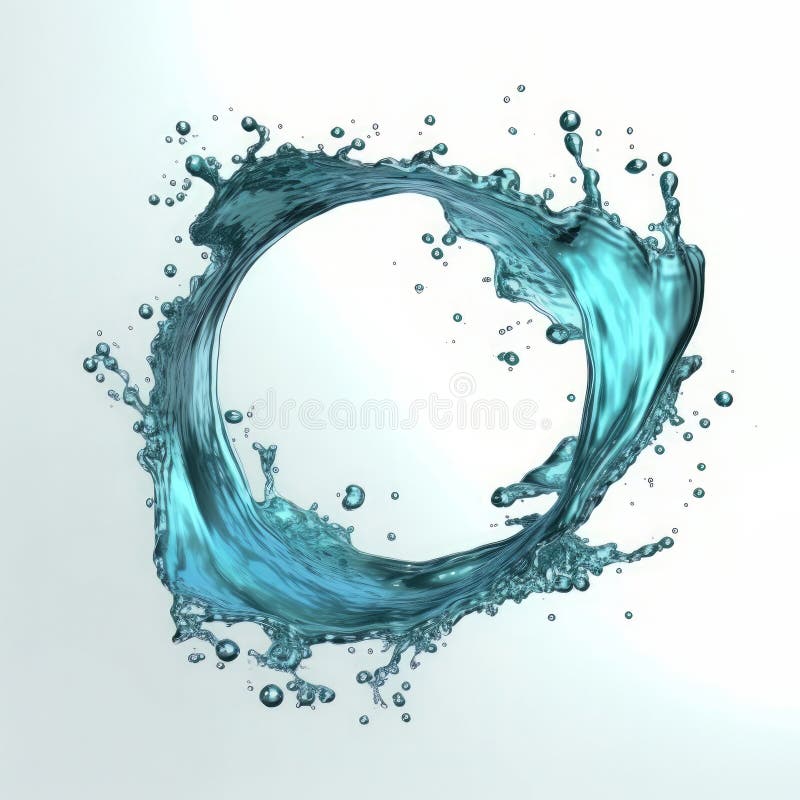 3d Water Splashing Round Frame, Aqua, Isolated Liquid Splash ...
