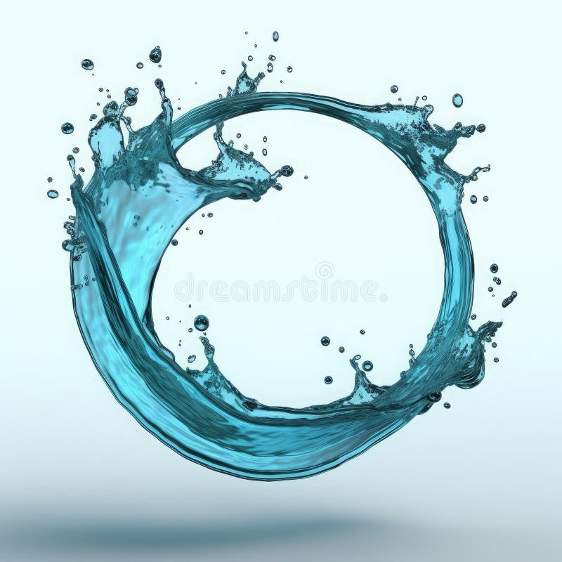 3d Water Splashing Round Frame, Aqua, Isolated Liquid Splash ...