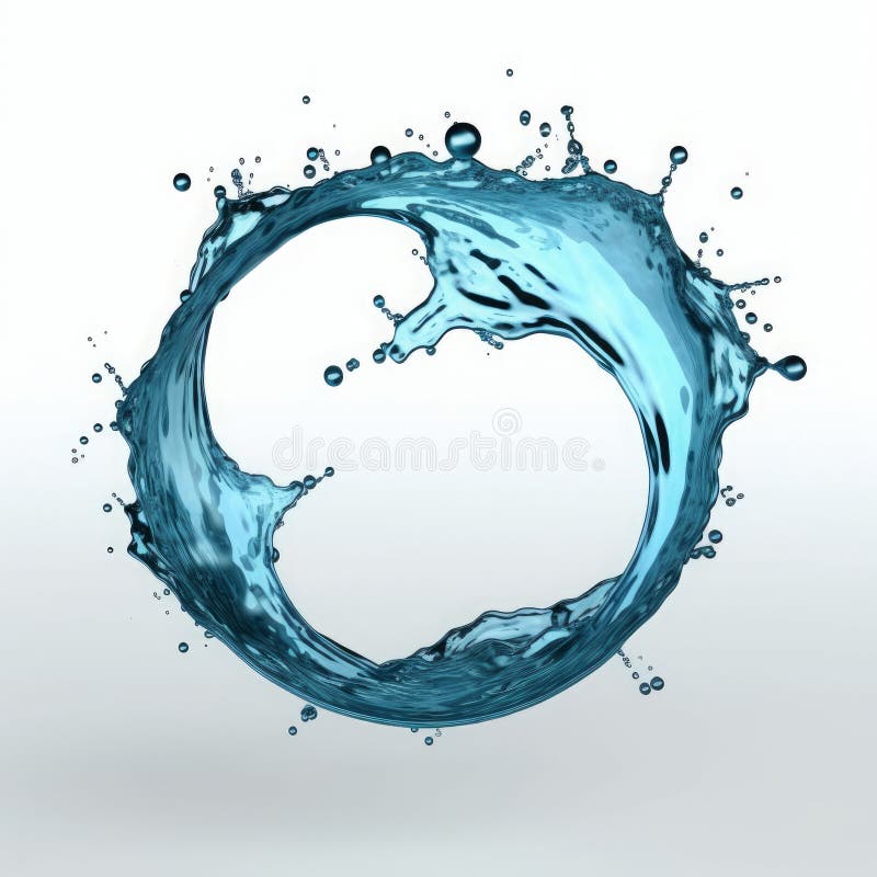 3d Water Splashing Round Frame, Aqua, Isolated Liquid Splash ...