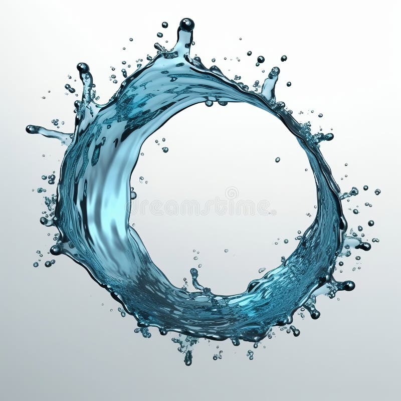 3d Water Splashing Round Frame, Aqua, Isolated Liquid Splash ...