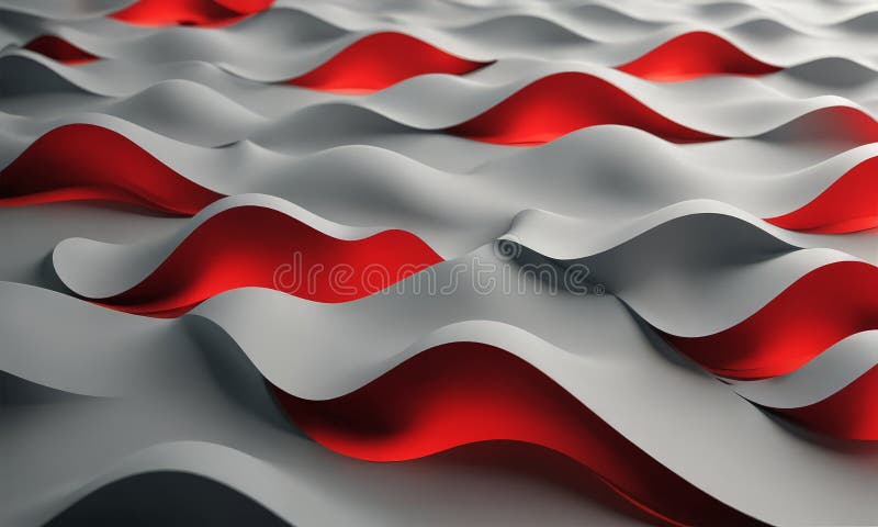 3D Wave-like Pattern in Red and White, with Gradient Effect ...