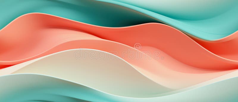 Wave Pattern in White, Peach and Turquoise Color As Background, 3d Look ...